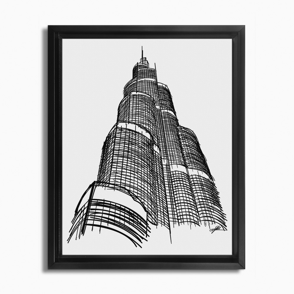 Burj Khalifa Sketch - Burj Khalifa Sketch Dubai UAE - Gulf Art Gallery