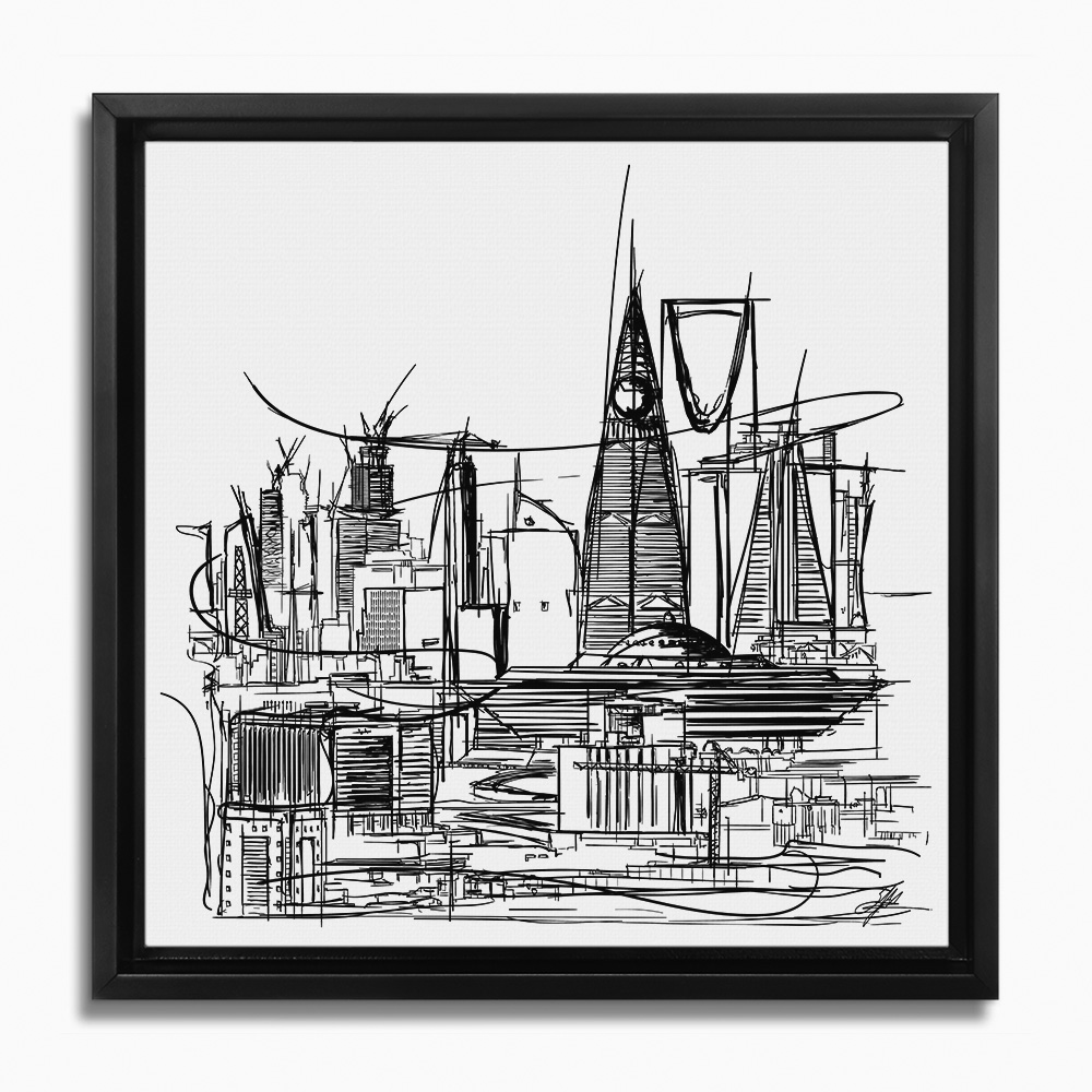 Riyadh Sketch - Riyadh cityscape sketch Saudi Arabia - Gulf Art Gallery