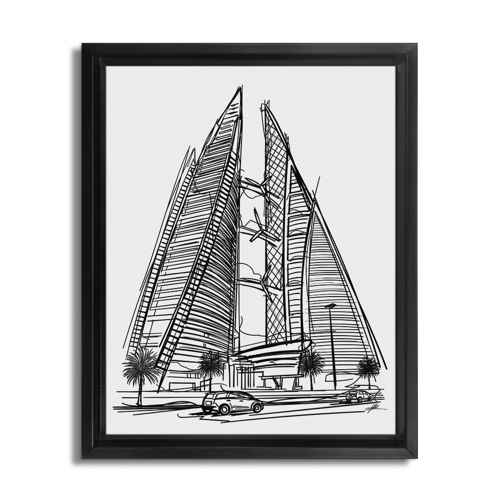 Bahrain Sketch - World Trade Center Bahrain Sketch - Gulf Art Gallery